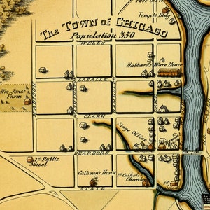 1833 Historic Map of Chicago Illinois Vintage Style Wall Map Art Print ...