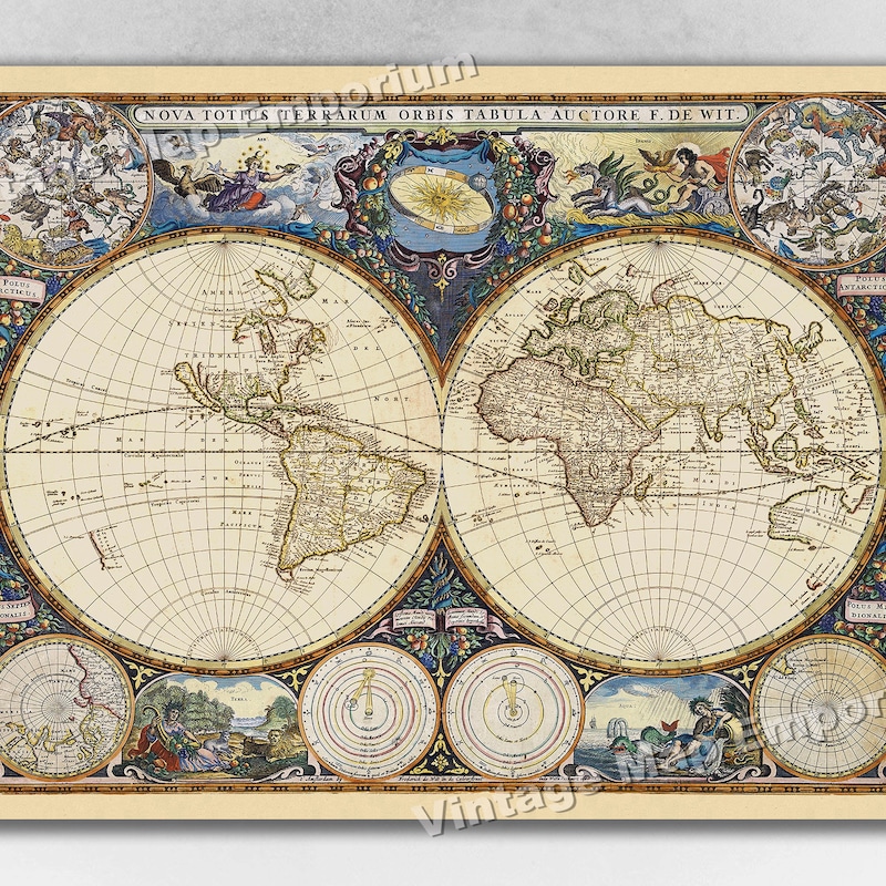 Antique Wall Map - Etsy