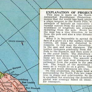 Flat Earth Map - Polar Azimuthal Equidistant Projection 1943 WWII Wall ...