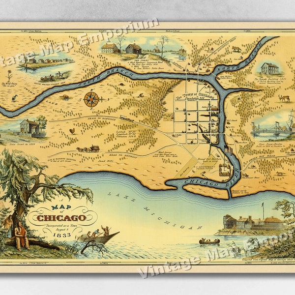 Chicago Vintage Map - Etsy
