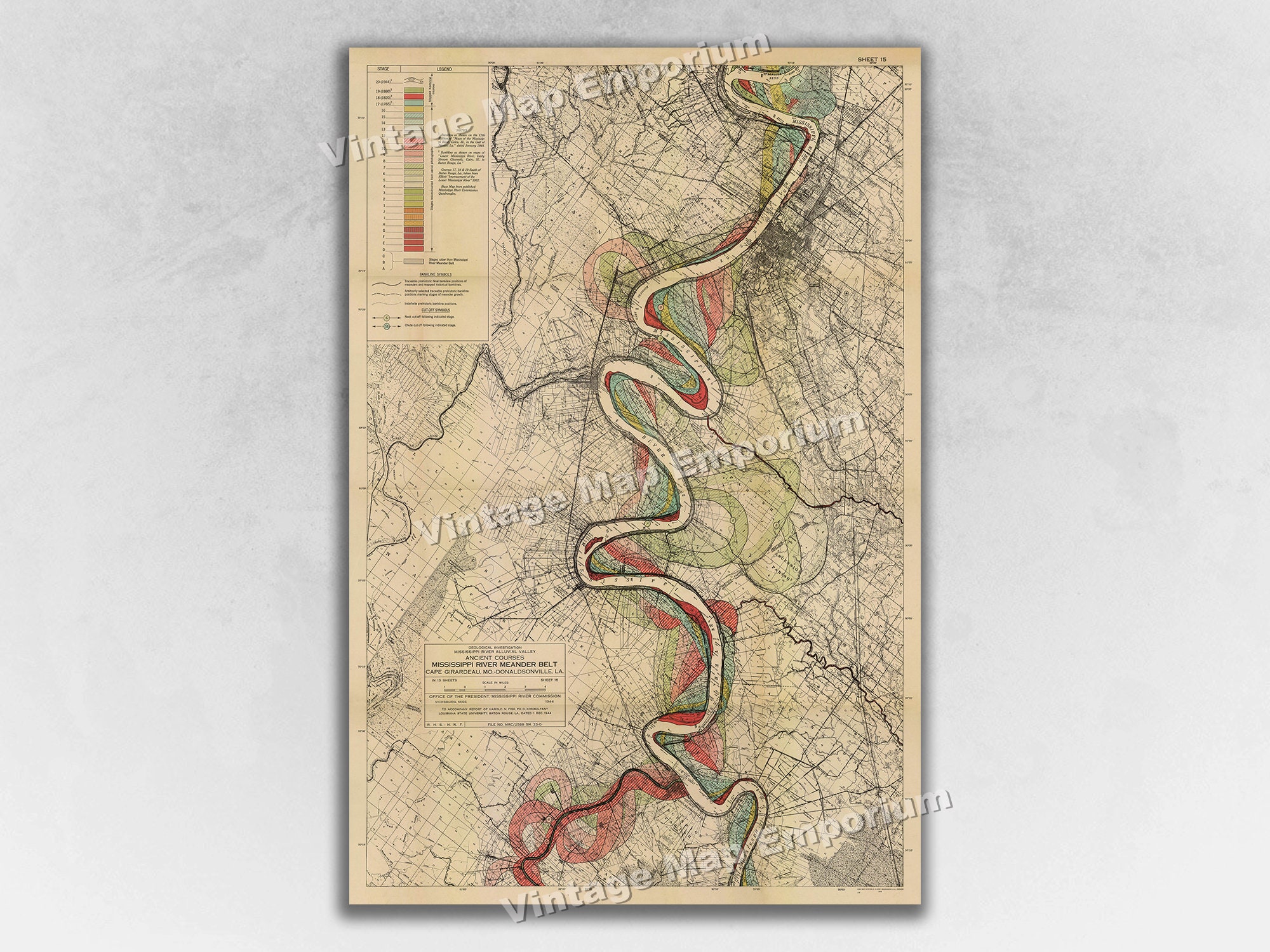 Sheet 15 Fisk Mississippi River Meander Belt Map Ancient - Etsy