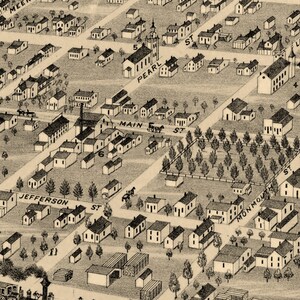 1874 Abingdon, Illinois Map - Panoramic Old City Map - Historic Birds ...