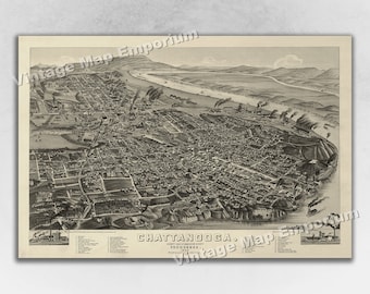1885 Map of Chattanooga Tennessee - Etsy