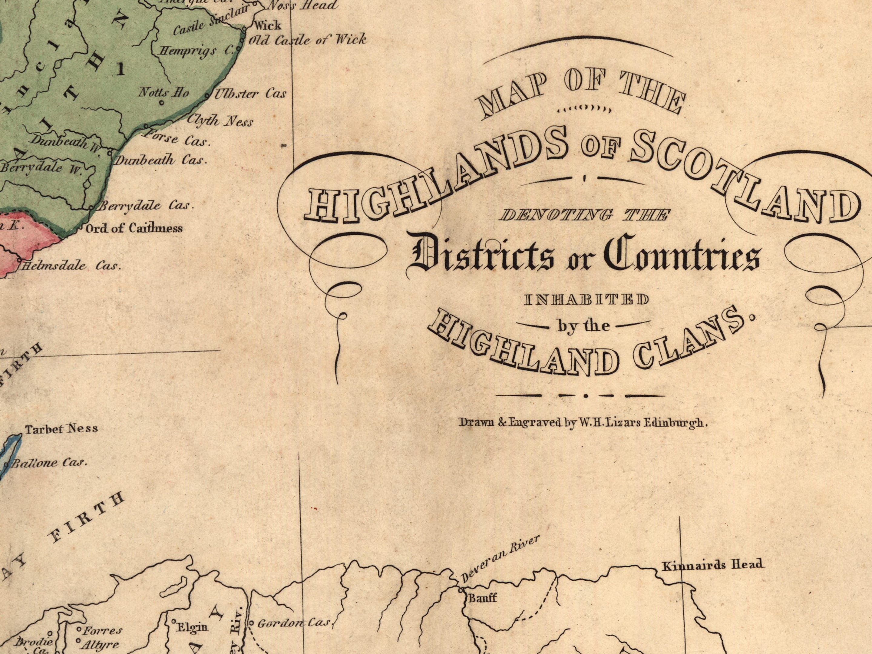 1822 Clans of Scotland Map Print, Map of Scotland and Scottish Highland ...