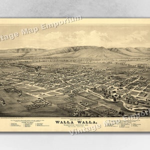 1876 Walla Walla, Washington Map - Panoramic Old City Map - Historic ...