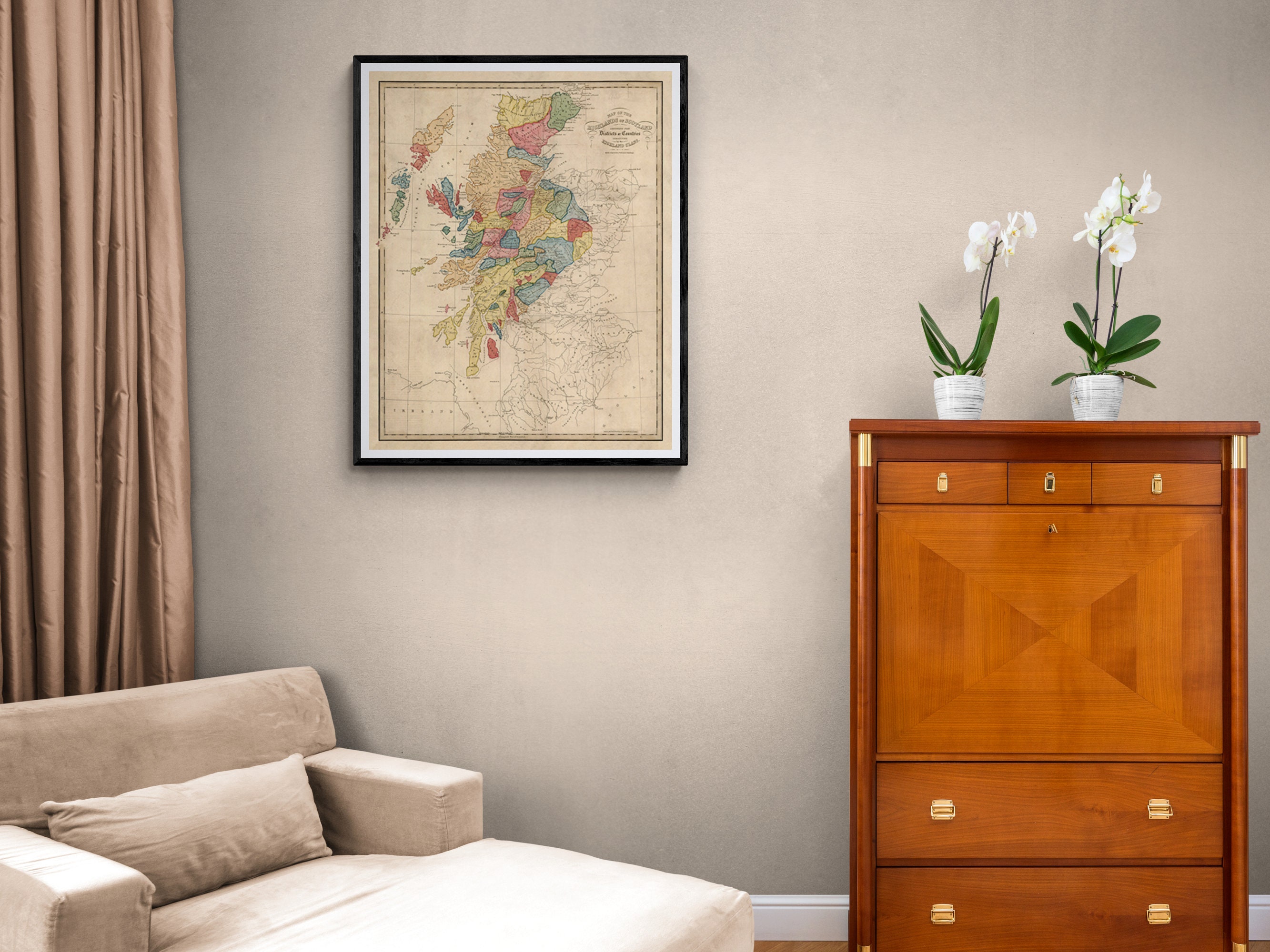 1822 Clans of Scotland Map Print, Map of Scotland and Scottish Highland ...