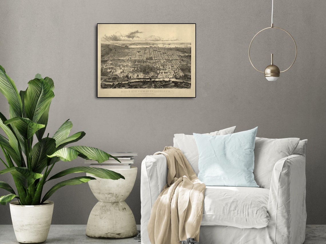 1857 Philadelphia Pennsylvania Map Panoramic Old City Map - Etsy