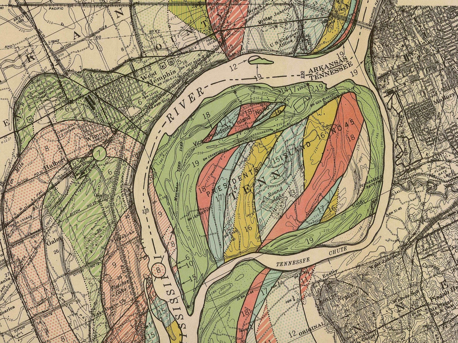 Sheet 5 - Fisk Mississippi River Meander Belt Map - Ancient Courses of ...
