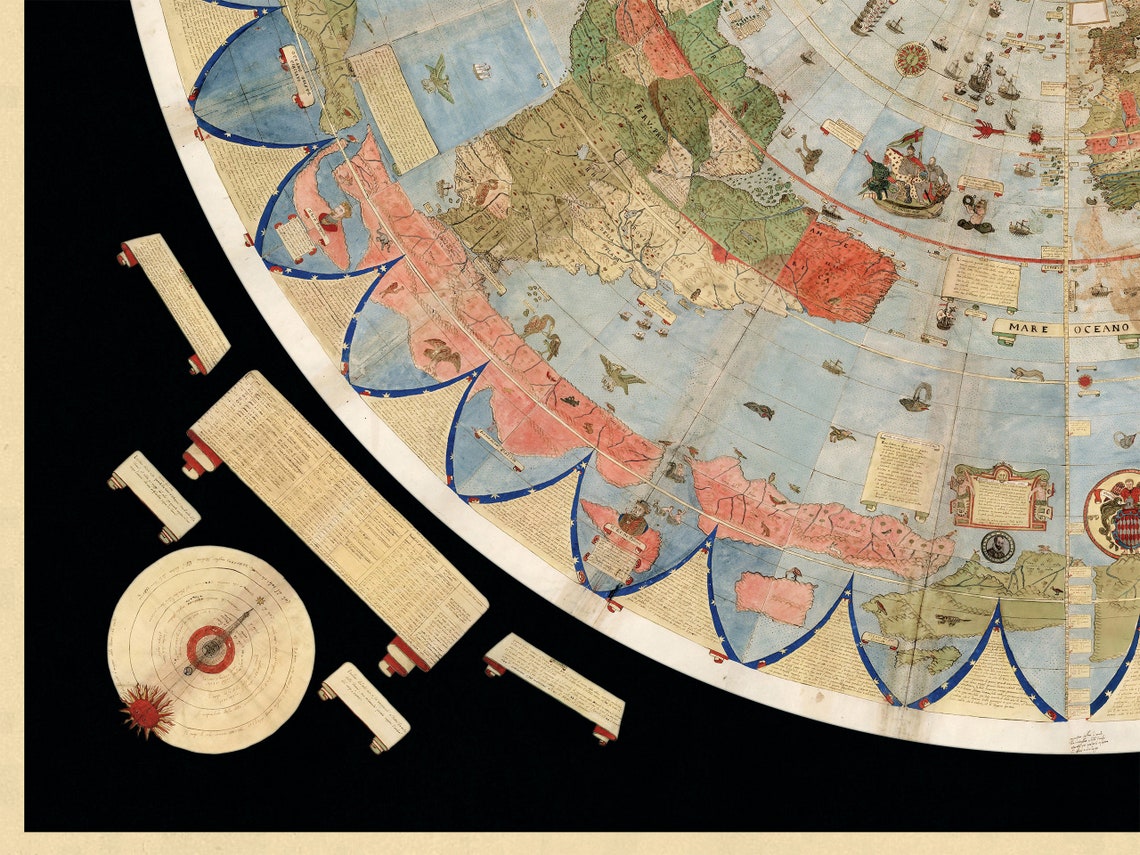 Flat Earth Map of the World 1587 Urbano Monte Poster Wall - Etsy