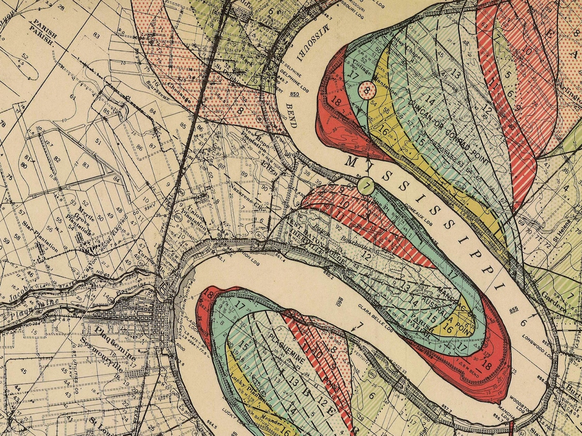Sheet 15 Fisk Mississippi River Meander Belt Map Ancient - Etsy