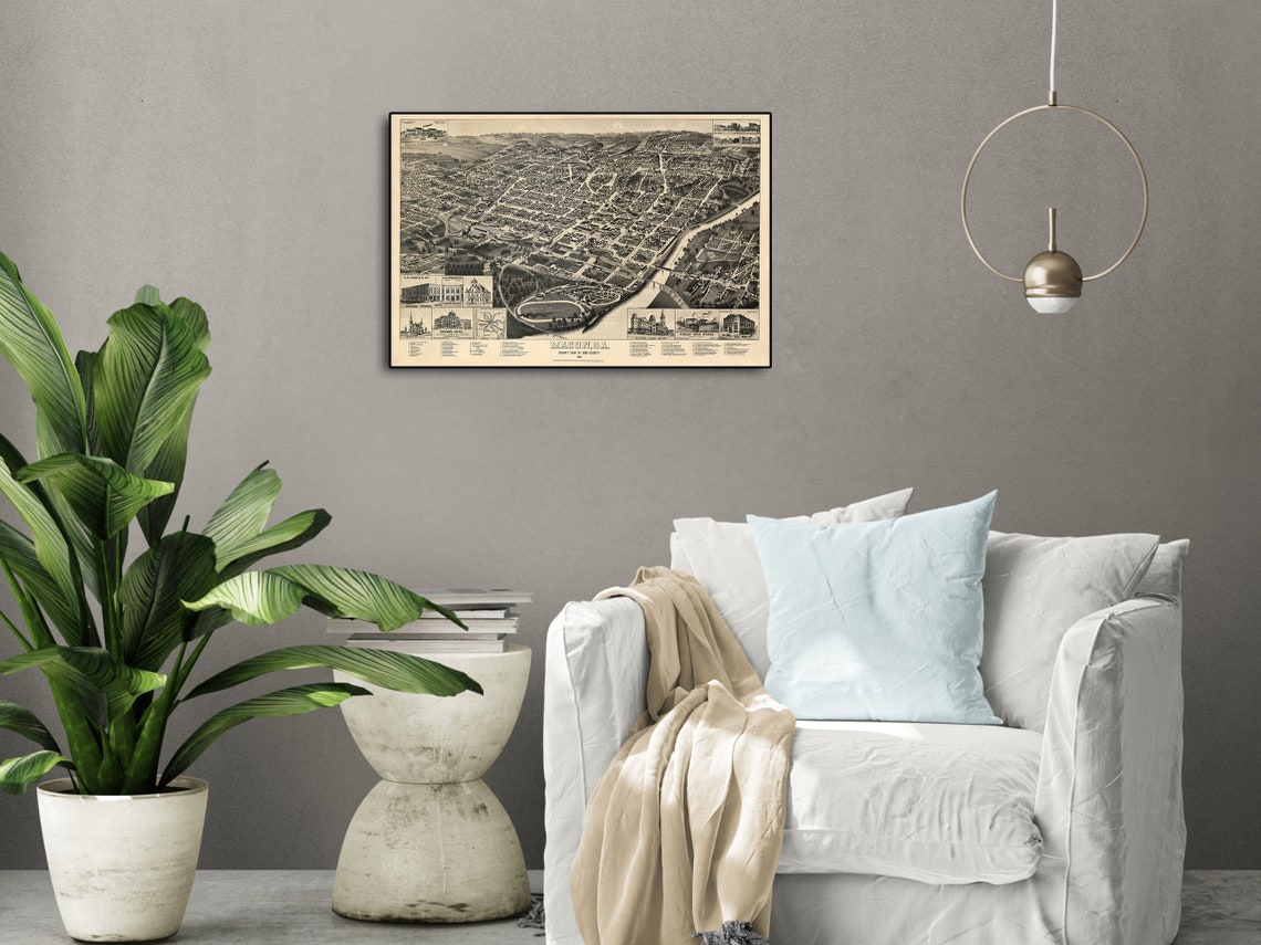 1887 Macon Georgia Map Panoramic Old City Map Historic | Etsy