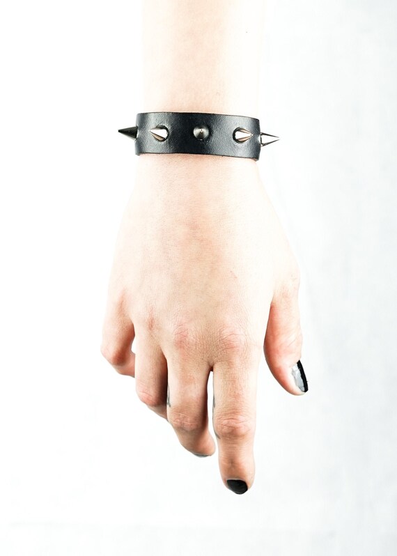 Handmade Black Leather Spike Wrist Cuff 'ENFORCER' | Etsy Handmade Black Leather Spike Wrist Cuff 'ENFORCER' | Etsy