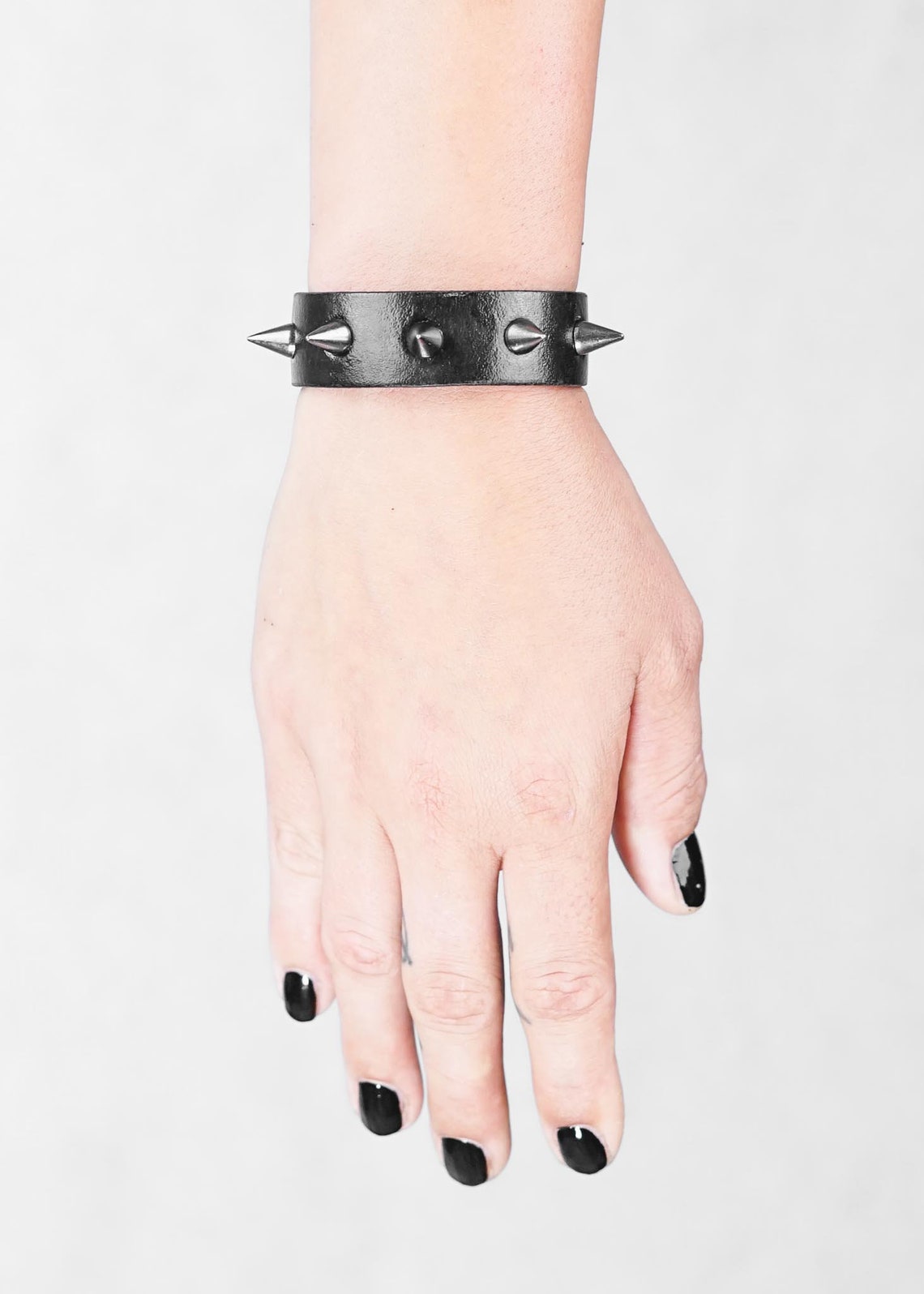 Handmade Black Leather Spike Wrist Cuff 'ENFORCER' | Etsy Handmade Black Leather Spike Wrist Cuff 'ENFORCER' | Etsy
