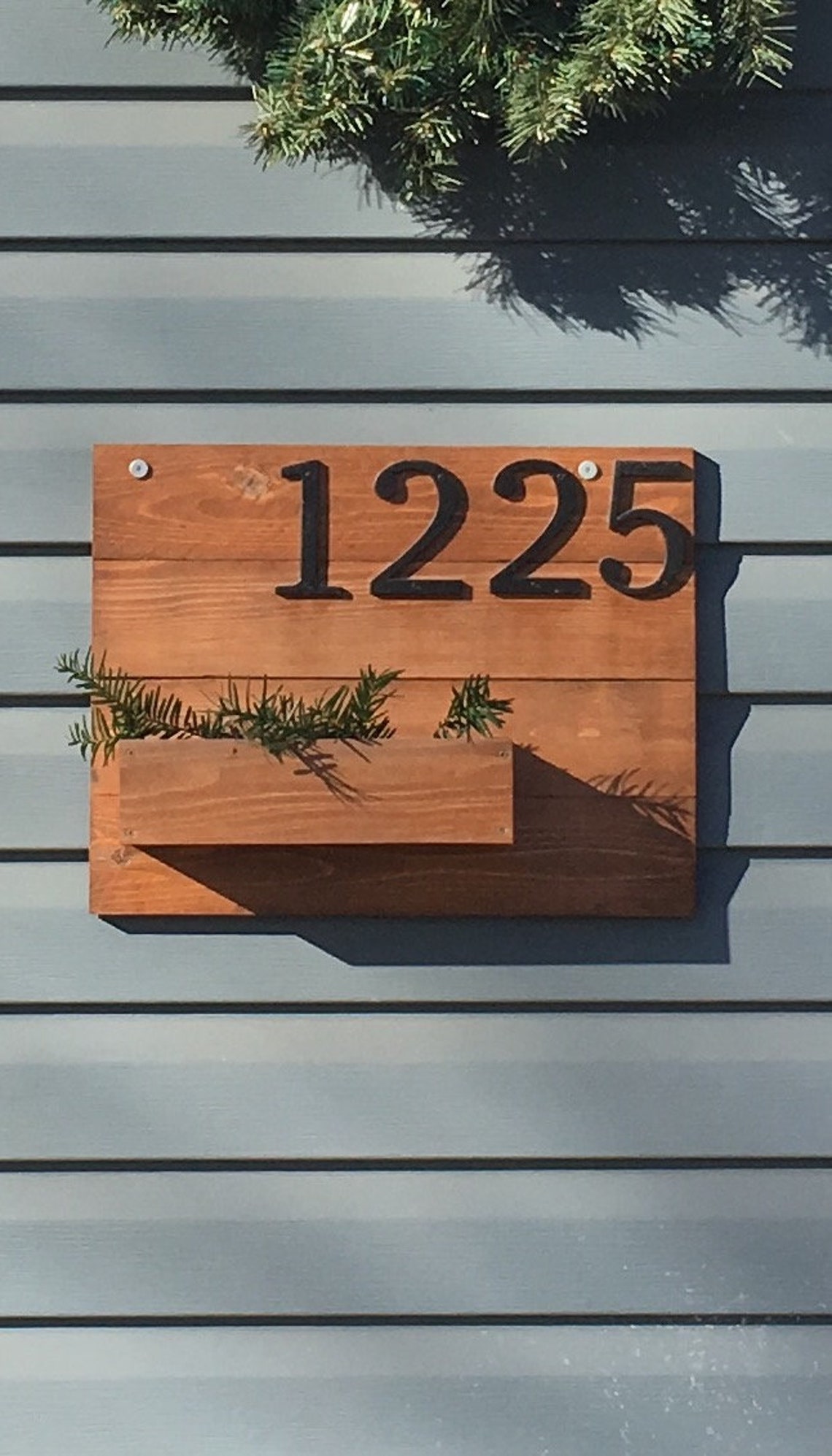 Reclaimed Wood Address Plaque With Planter - Etsy