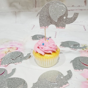 Elephant Cupcake Toppers, Girl Elephant Cupcake Toppers, Elephant Theme ...