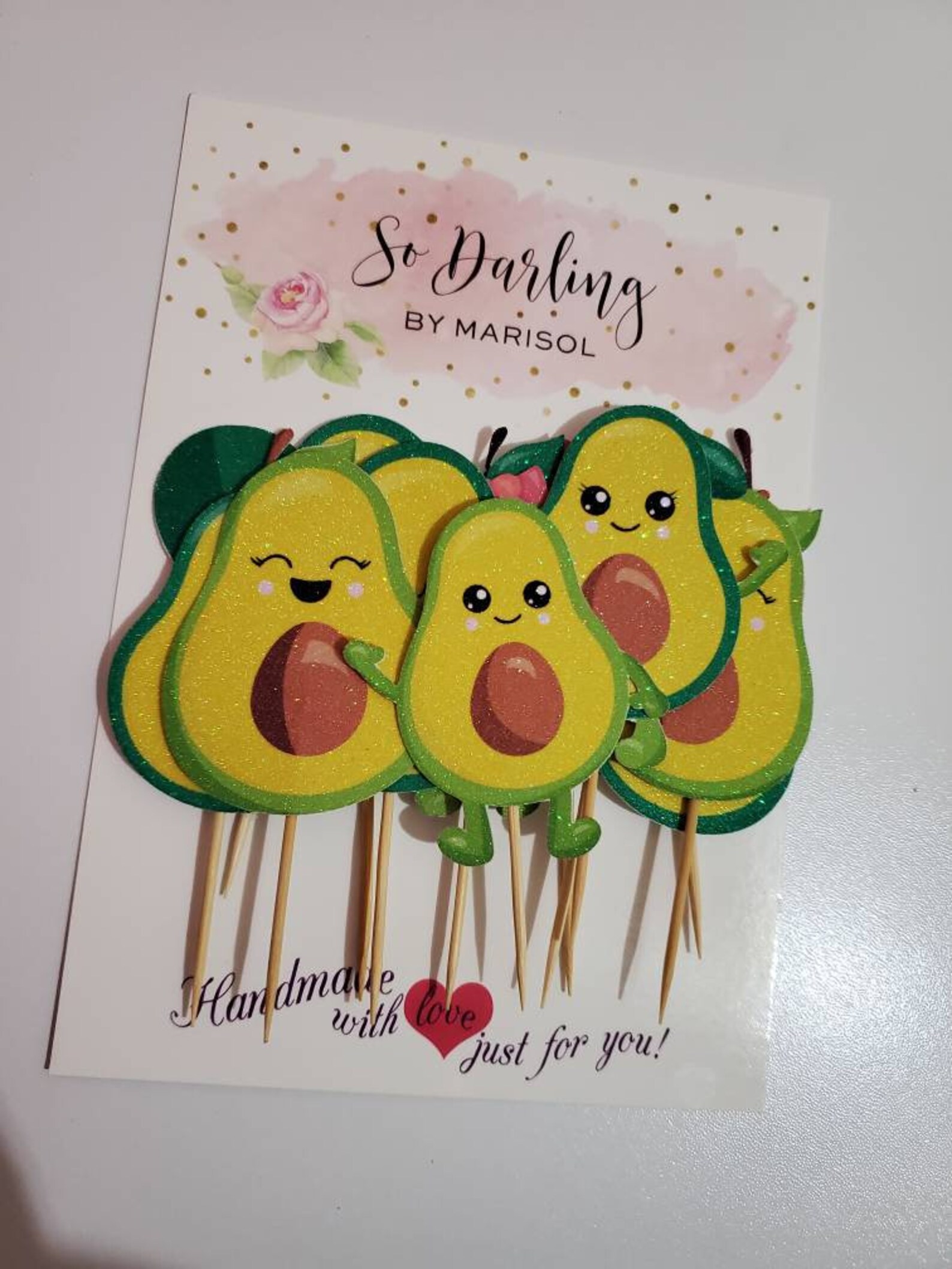 12 Ct. Avocado Cupcake Toppers, Avocado Party, Avocado Decor, Sparkly ...