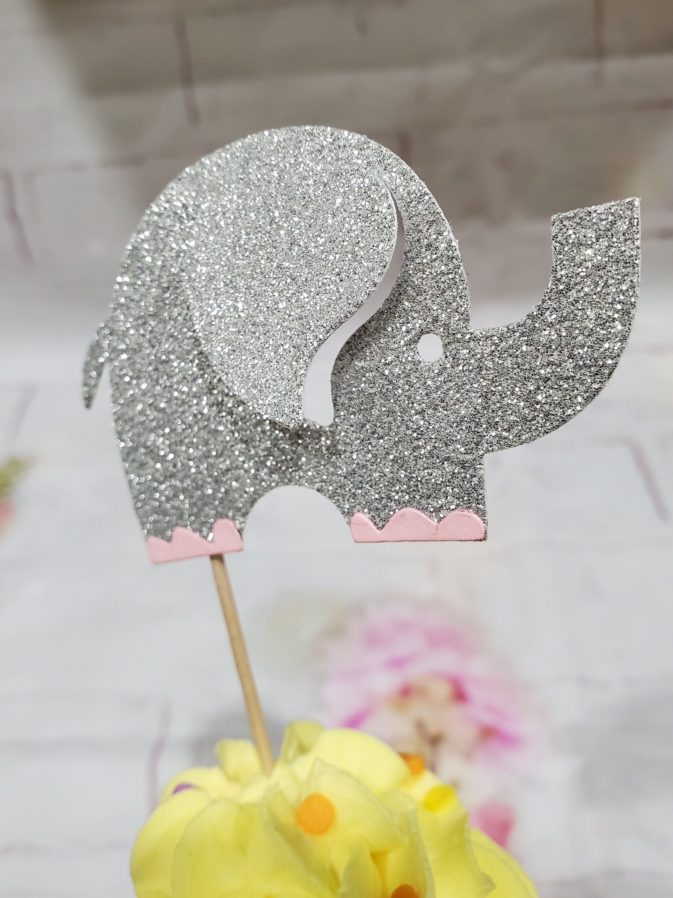Elephant Cupcake Toppers, Girl Elephant Cupcake Toppers, Elephant Theme ...
