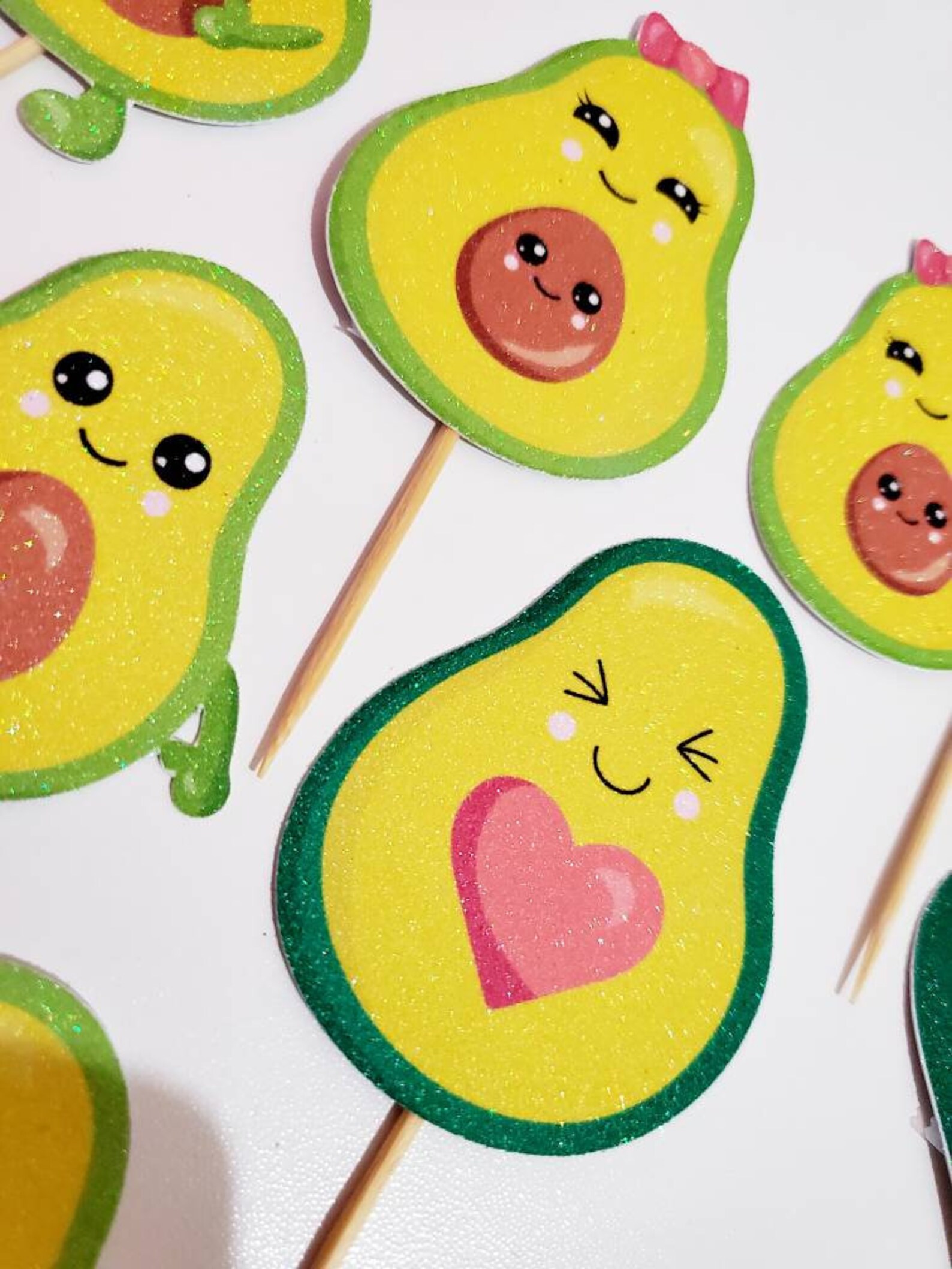 12 Ct. Avocado Cupcake Toppers, Avocado Party, Avocado Decor, Sparkly ...