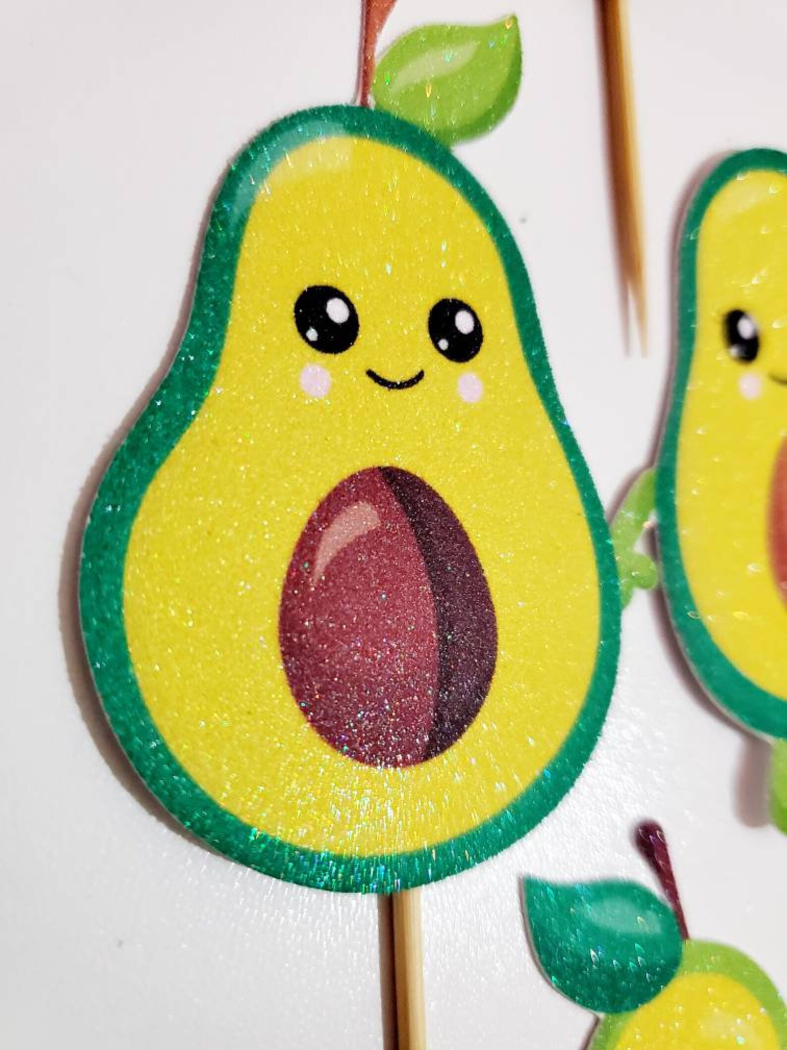 12 Ct. Avocado Cupcake Toppers, Avocado Party, Avocado Decor, Sparkly ...