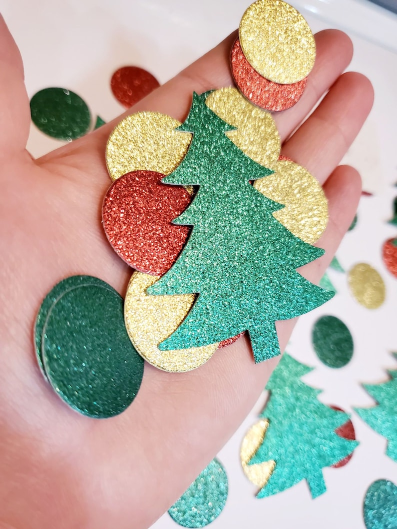 Christmas Confetti, Christmas Tree Confetti, Glitter Confetti ...
