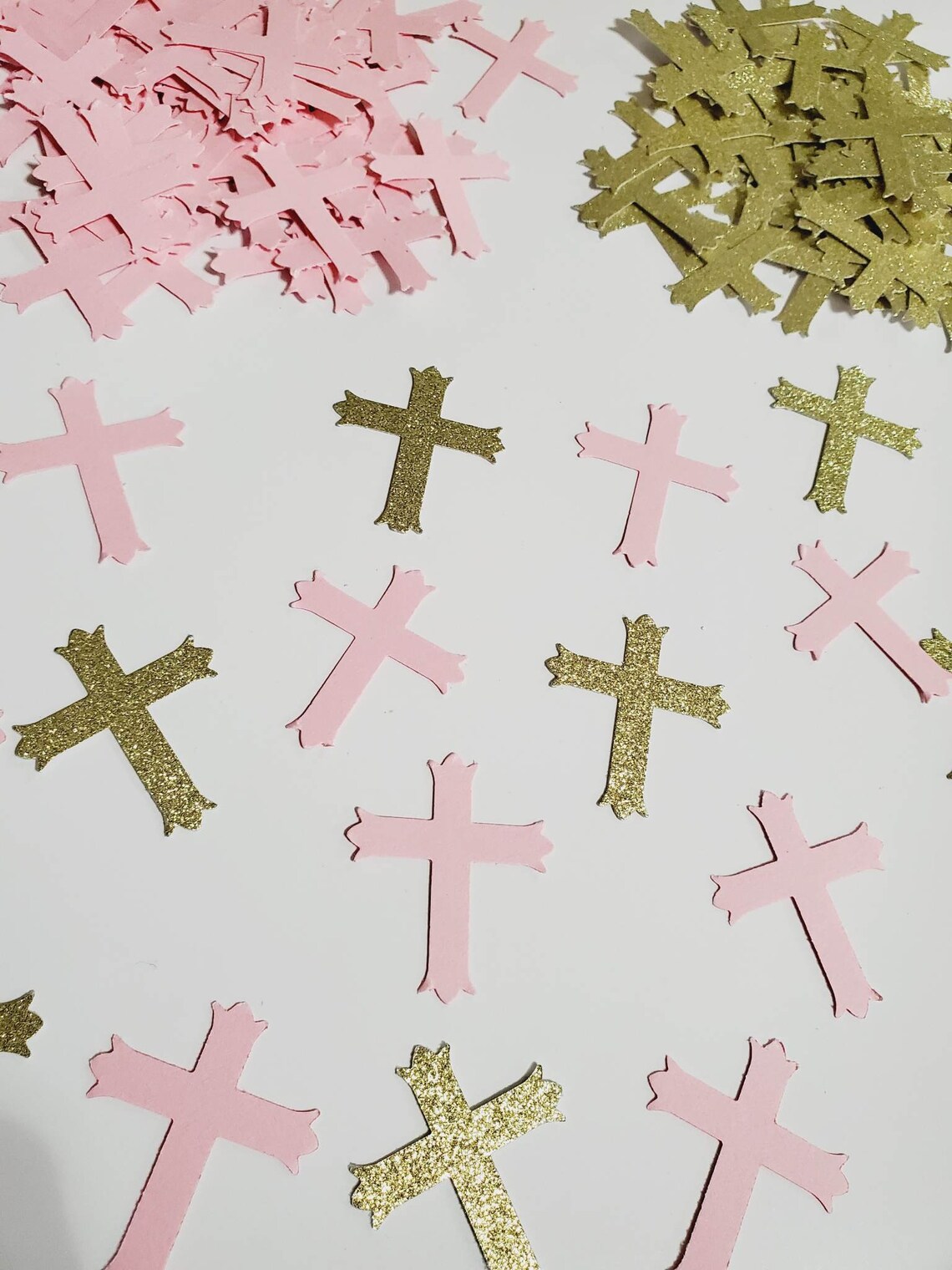 Cross Confetti, Pink and Gold Pink and Gold, Baptism Confetti, Baptism ...