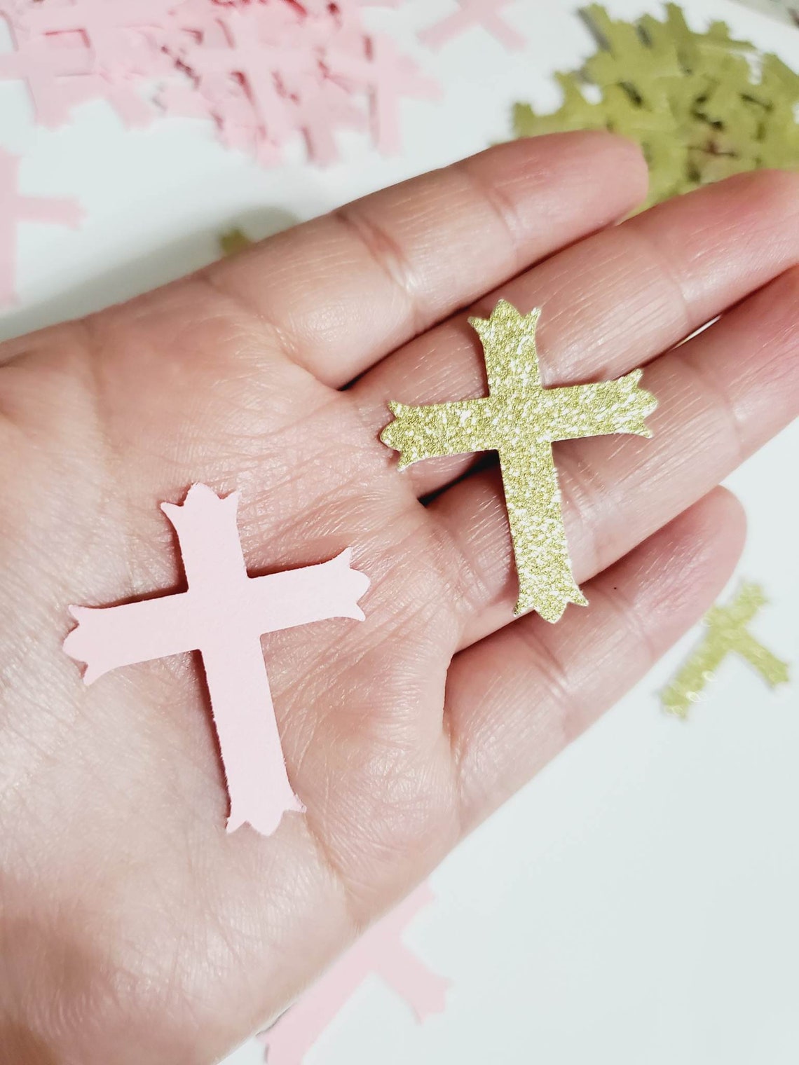 Cross Confetti, Pink and Gold Pink and Gold, Baptism Confetti, Baptism ...