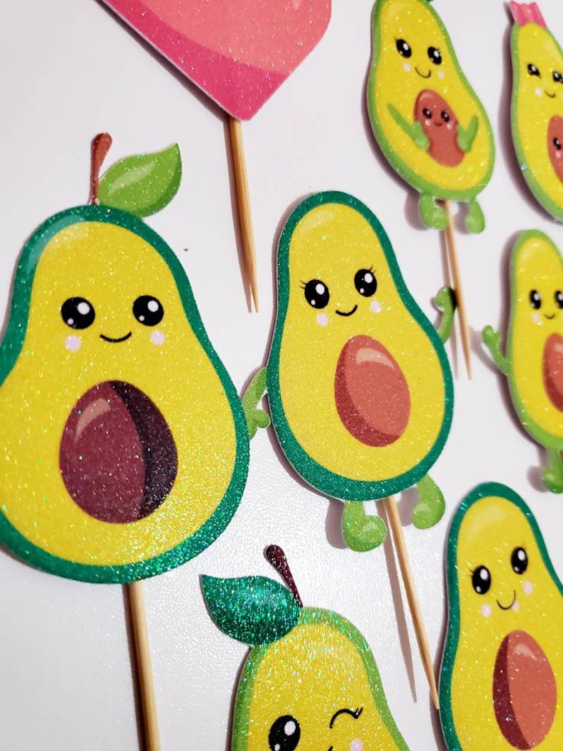 12 Ct. Avocado Cupcake Toppers, Avocado Party, Avocado Decor, Sparkly ...