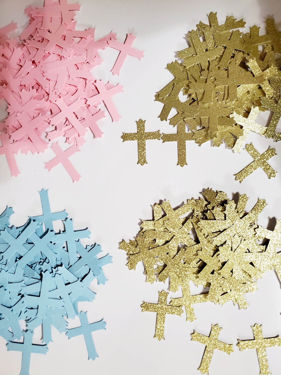 Cross Confetti, Pink and Gold Pink and Gold, Baptism Confetti, Baptism ...