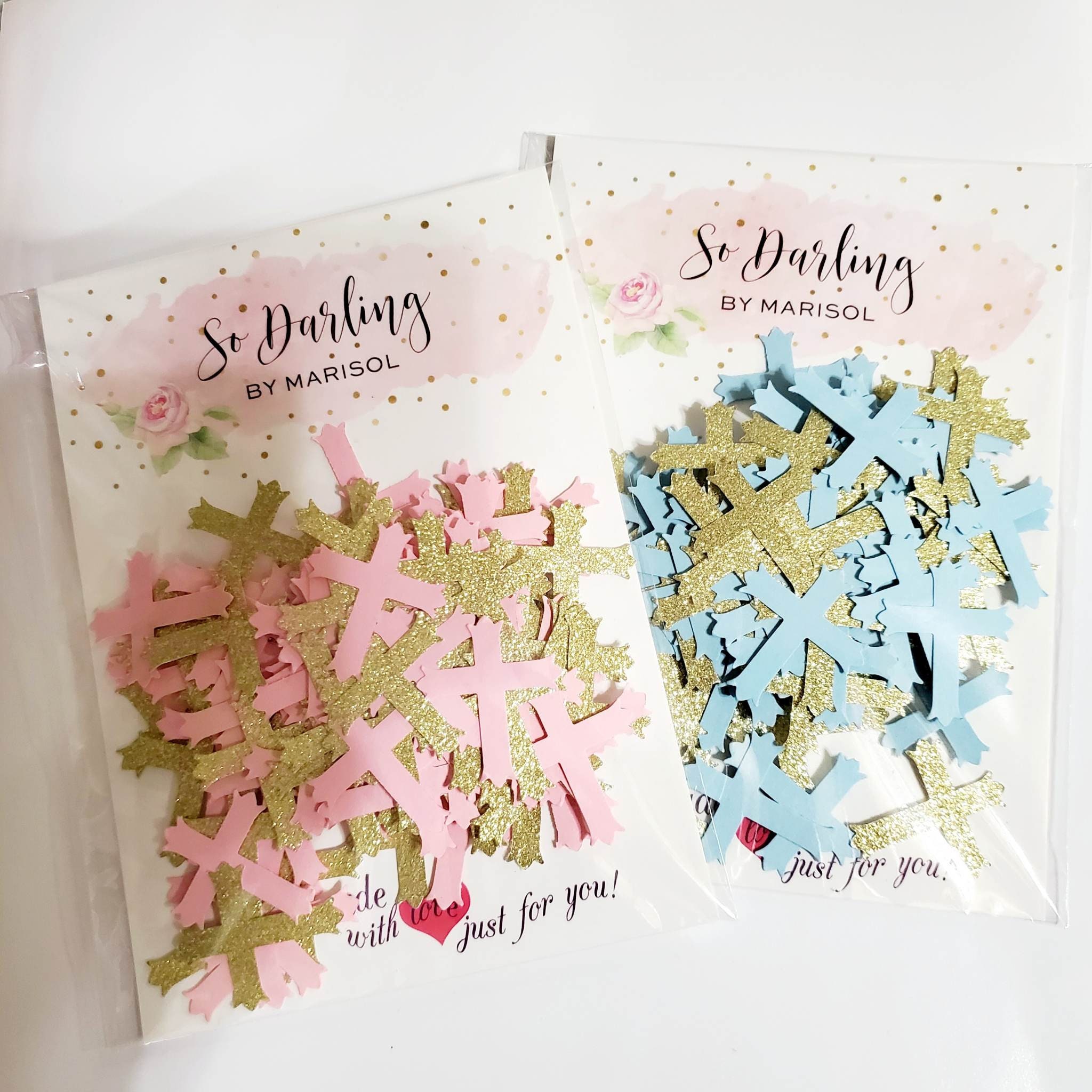Cross Confetti, Pink and Gold Pink and Gold, Baptism Confetti, Baptism ...