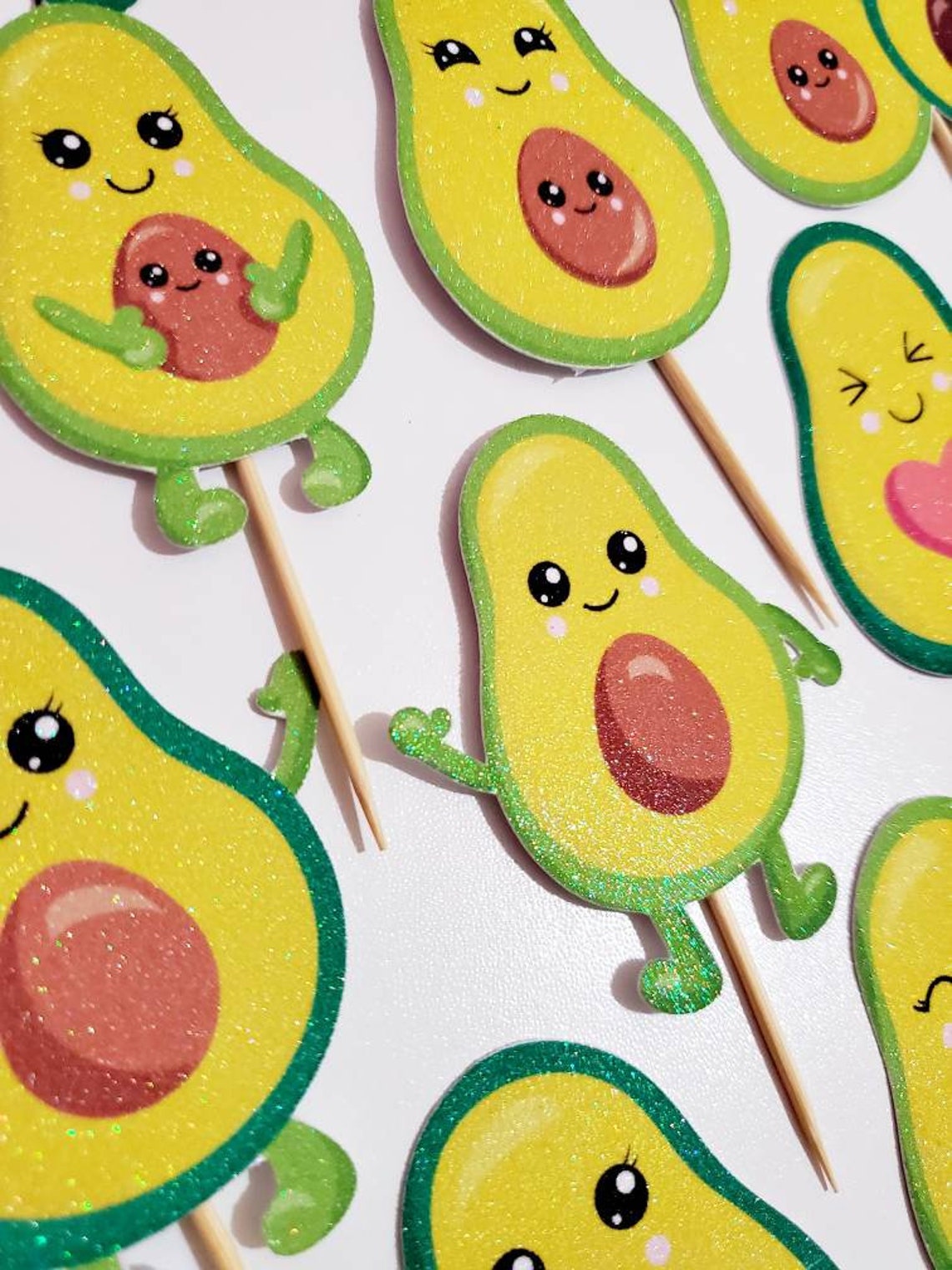 12 Ct. Avocado Cupcake Toppers, Avocado Party, Avocado Decor, Sparkly ...