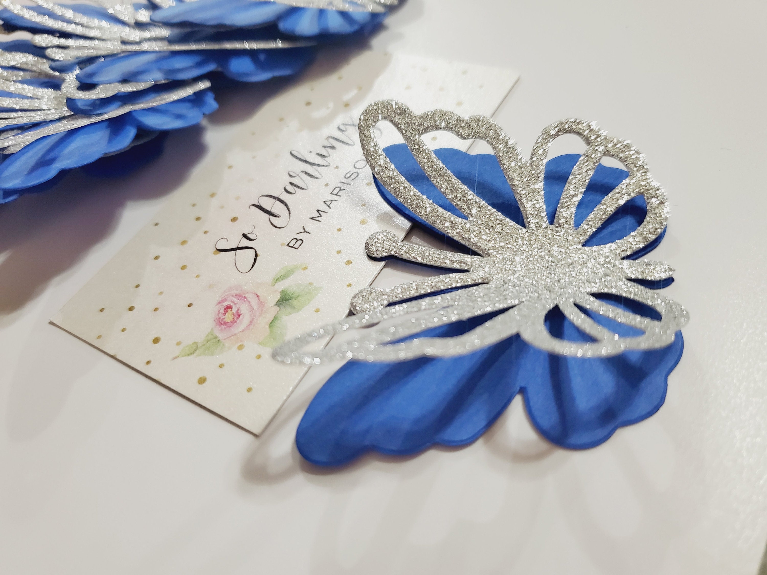 3D Glitter Butterfly Cut Outs, Royal Blue and Silver Butterflies ...