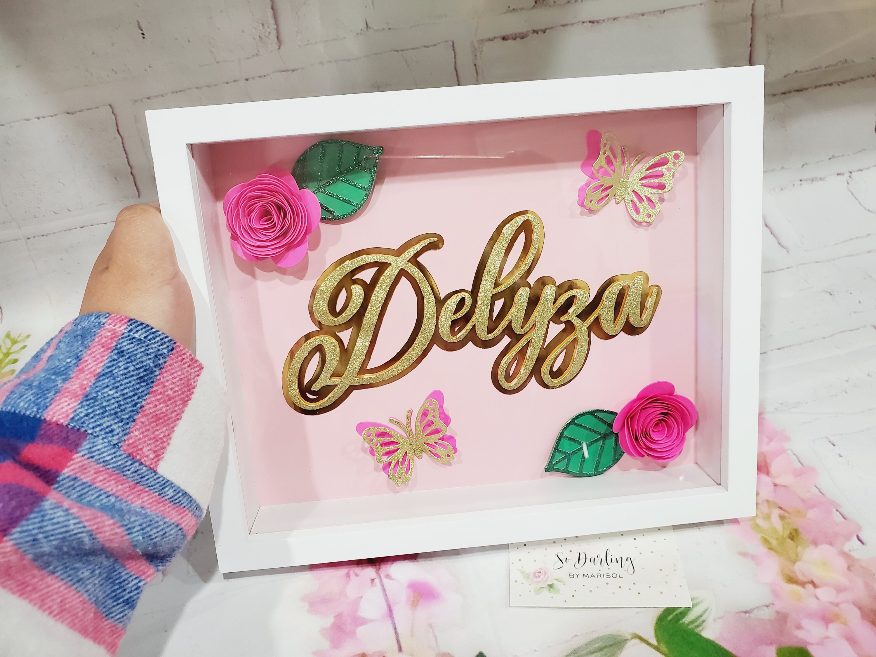 Personalized Custom Name Shadow Box, Shadow Box With Roses and ...