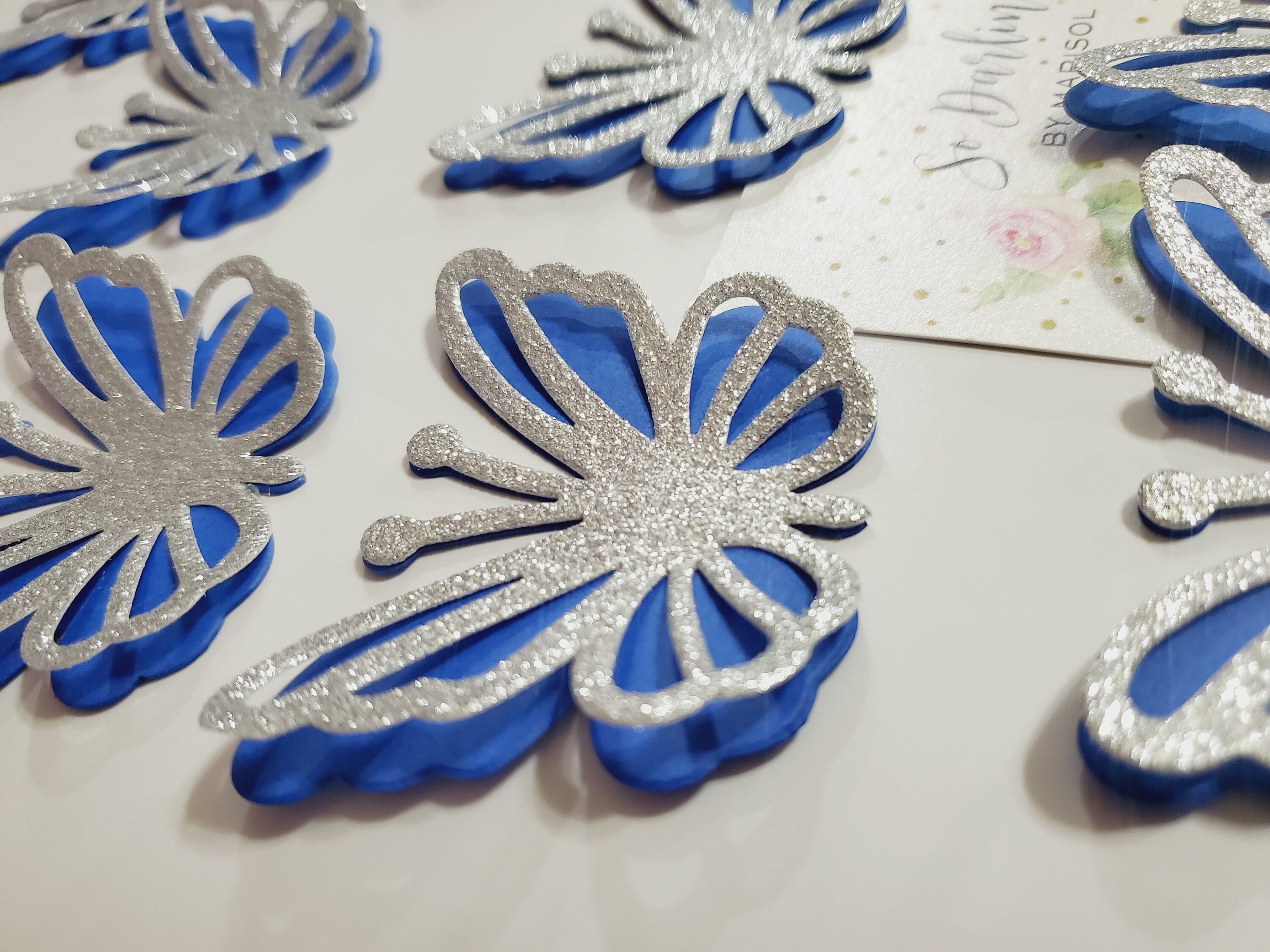 3D Glitter Butterfly Cut Outs, Royal Blue and Silver Butterflies ...