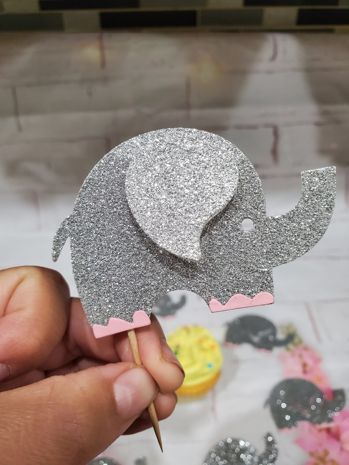 Elephant Cupcake Toppers, Girl Elephant Cupcake Toppers, Elephant Theme ...