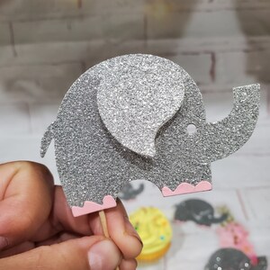Elephant Cupcake Toppers, Girl Elephant Cupcake Toppers, Elephant Theme ...