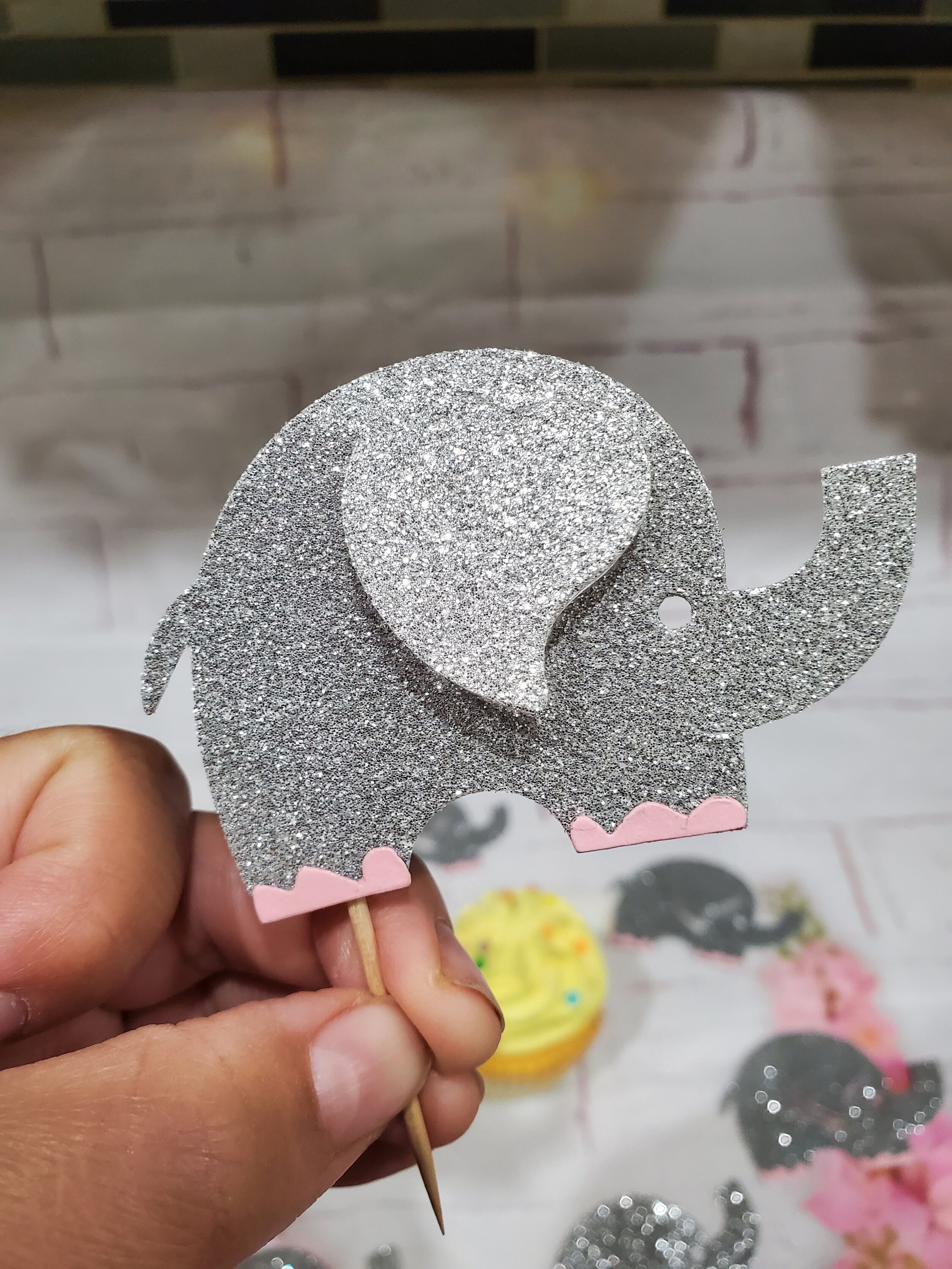 Elephant Cupcake Toppers, Girl Elephant Cupcake Toppers, Elephant Theme ...