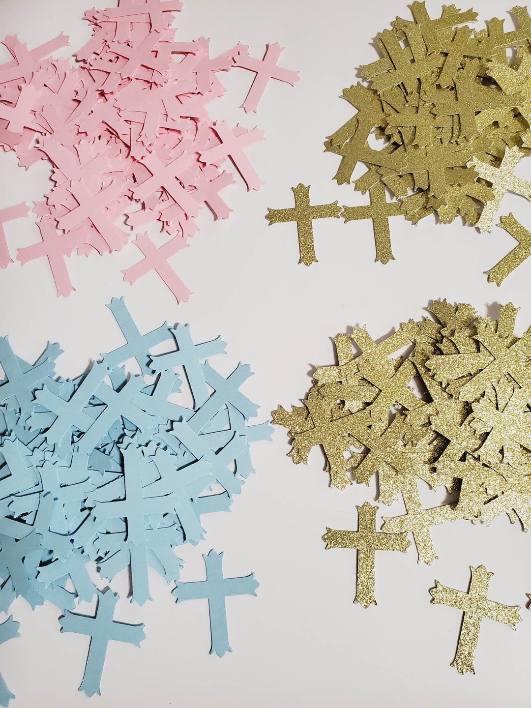 Cross Confetti, Pink and Gold Pink and Gold, Baptism Confetti, Baptism ...