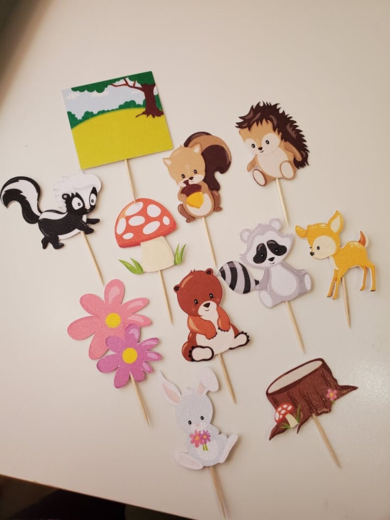 12 Ct. Woodland Cupcake Toppers,forrest Animals Party,woodland Party ...