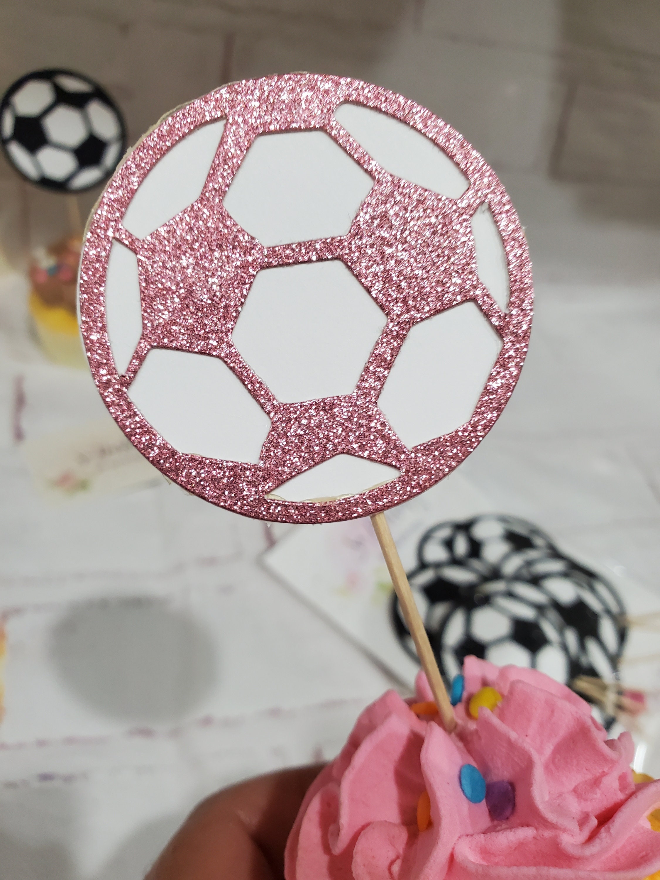 Soccer Ball Cupcake Toppers, Soccer Theme Party Decorations, Girls ...