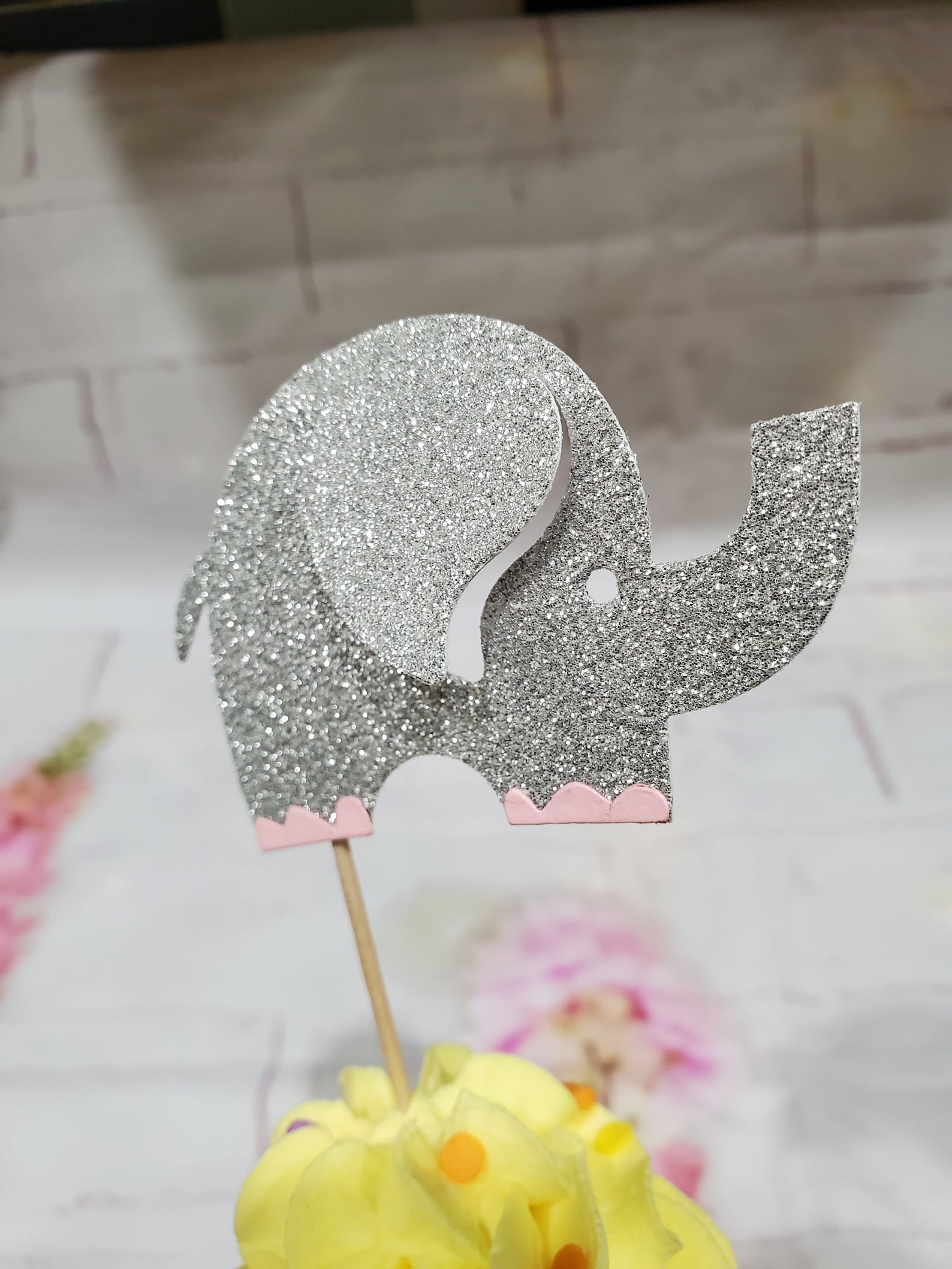 Elephant Cupcake Toppers, Girl Elephant Cupcake Toppers, Elephant Theme ...