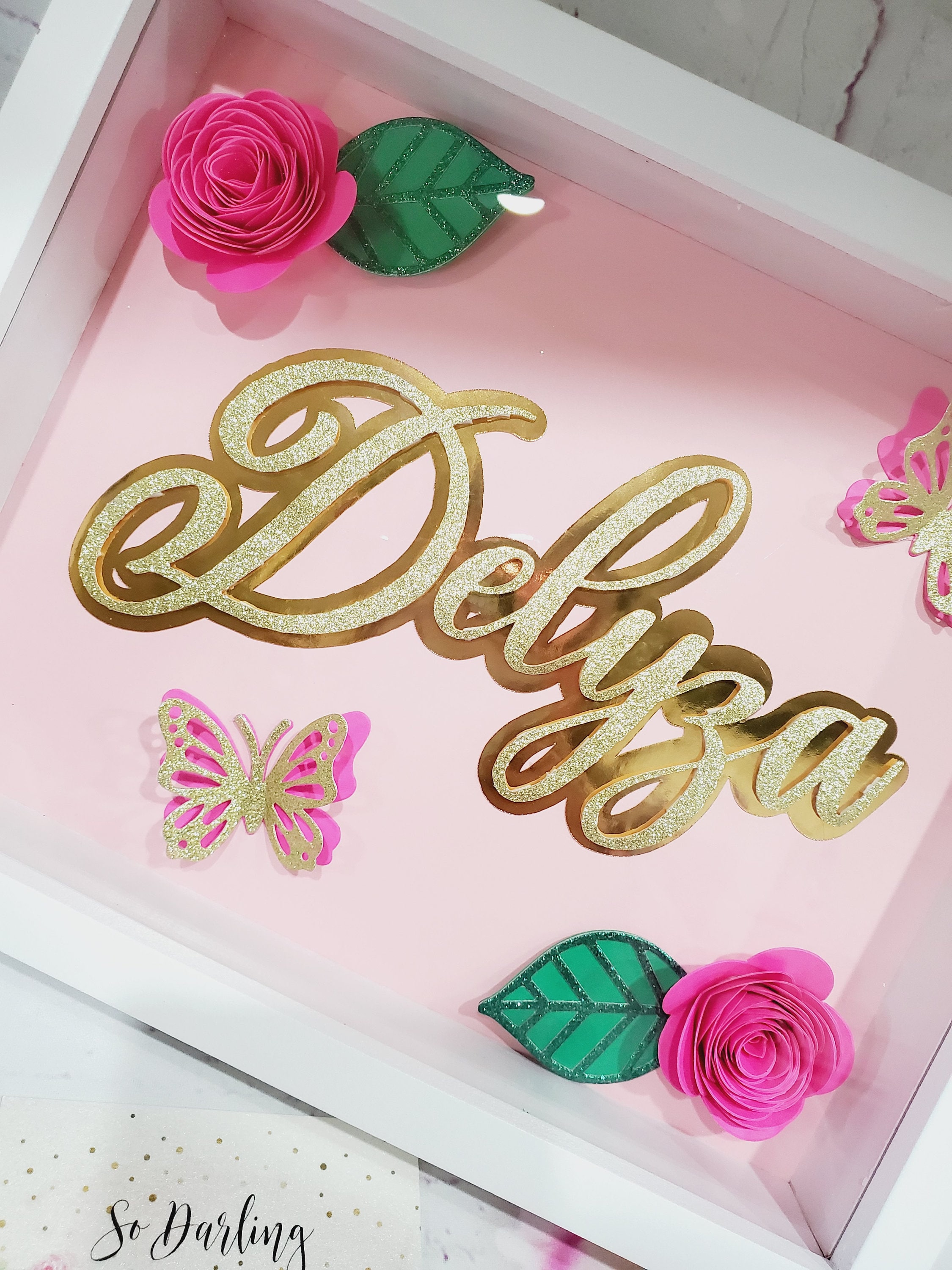 Personalized Custom Name Shadow Box, Shadow Box With Roses and ...