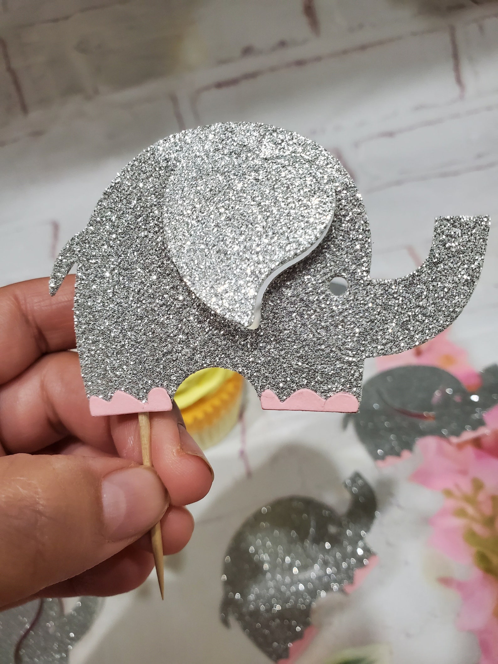 Elephant Cupcake Toppers, Girl Elephant Cupcake Toppers, Elephant Theme ...