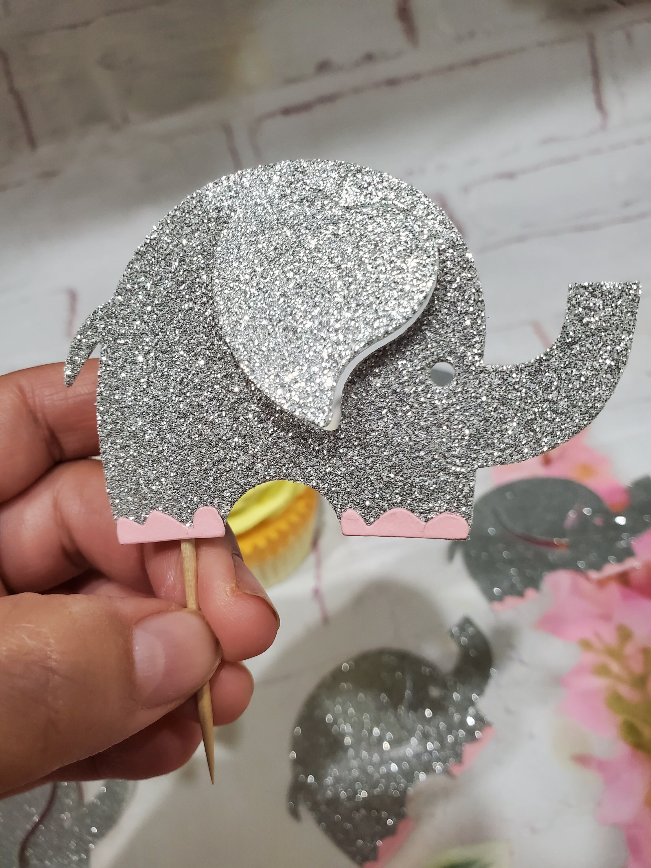 Elephant Cupcake Toppers, Girl Elephant Cupcake Toppers, Elephant Theme ...