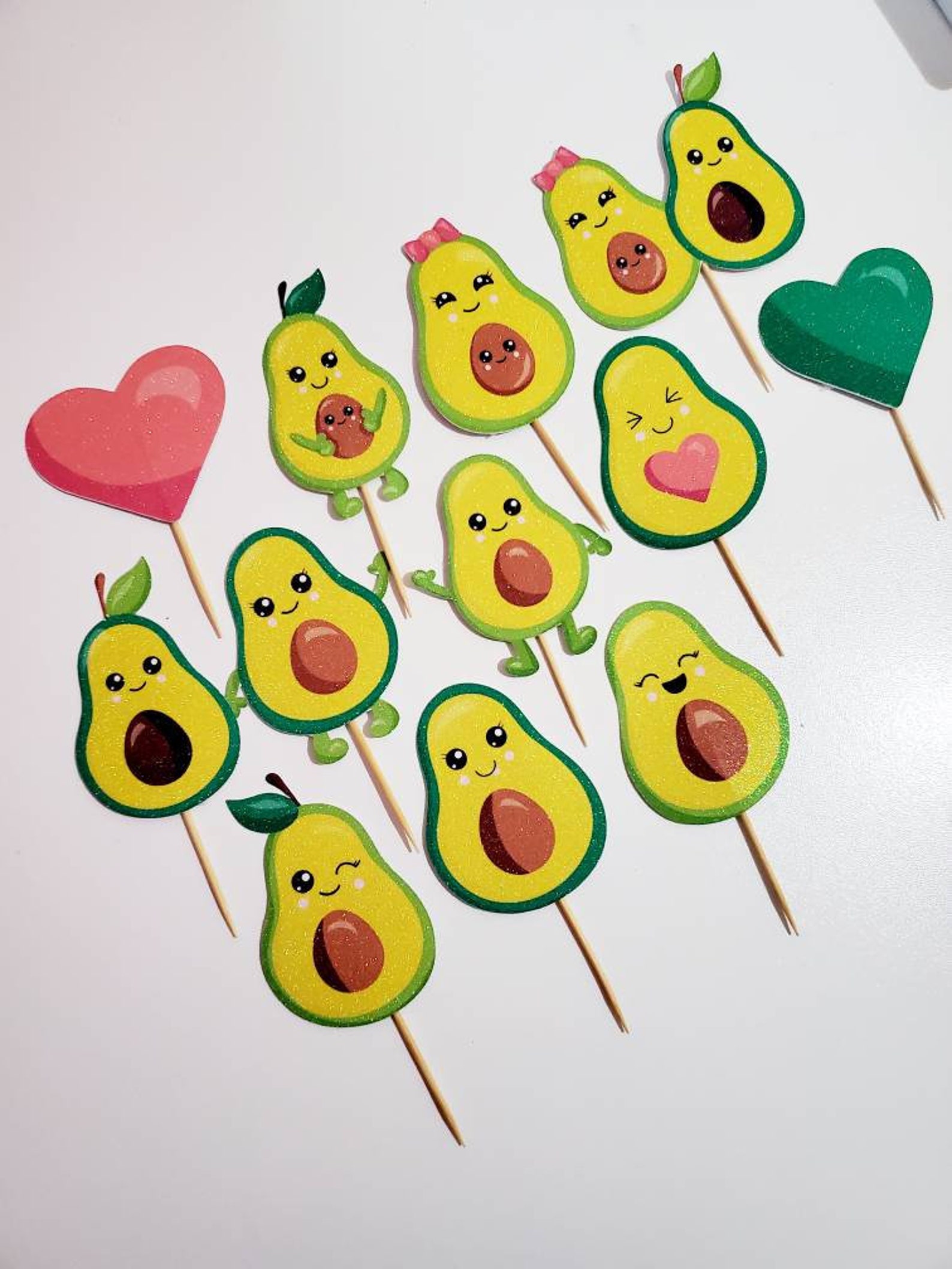 12 Ct. Avocado Cupcake Toppers, Avocado Party, Avocado Decor, Sparkly ...