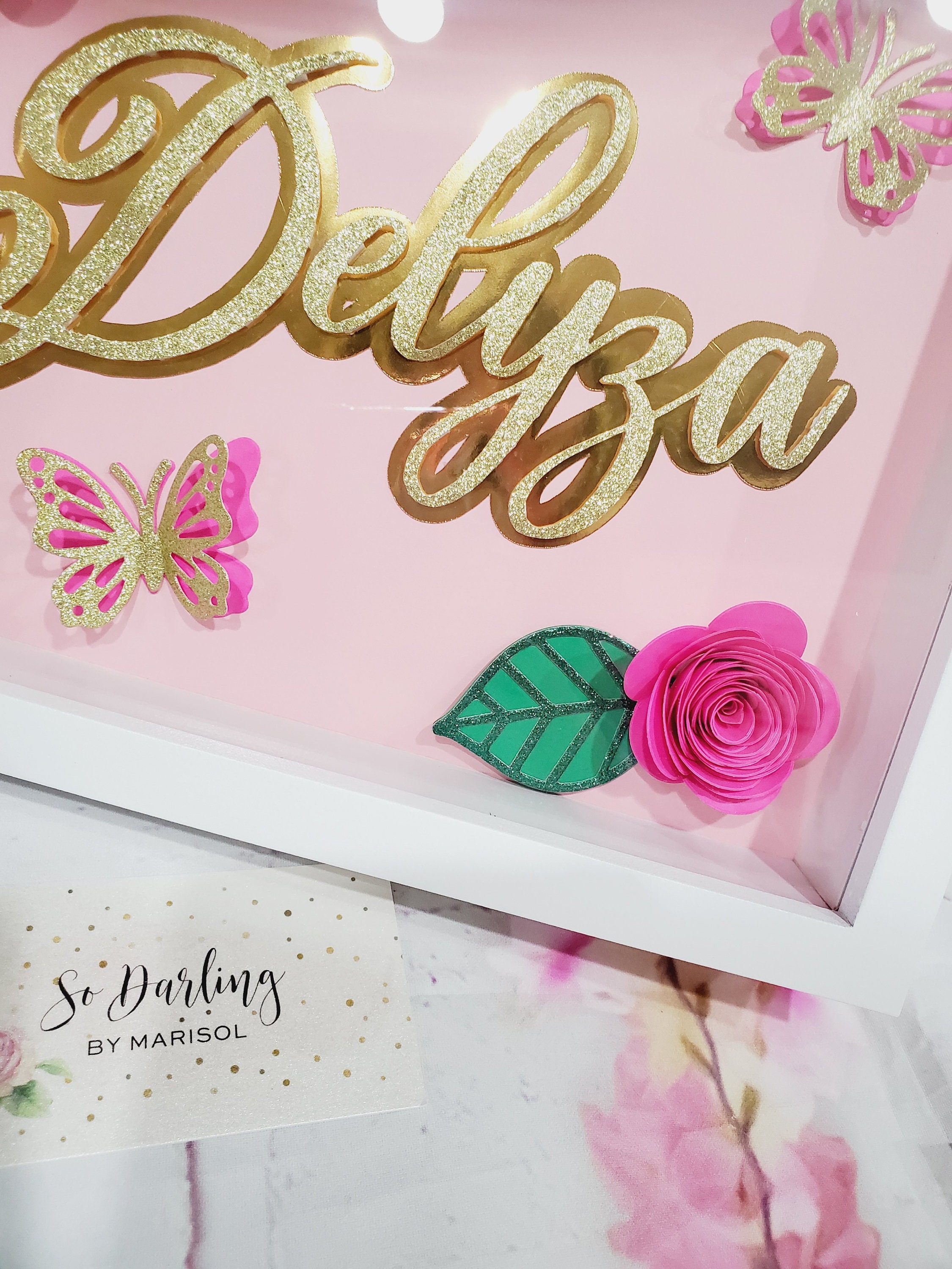Personalized Custom Name Shadow Box, Shadow Box With Roses and ...