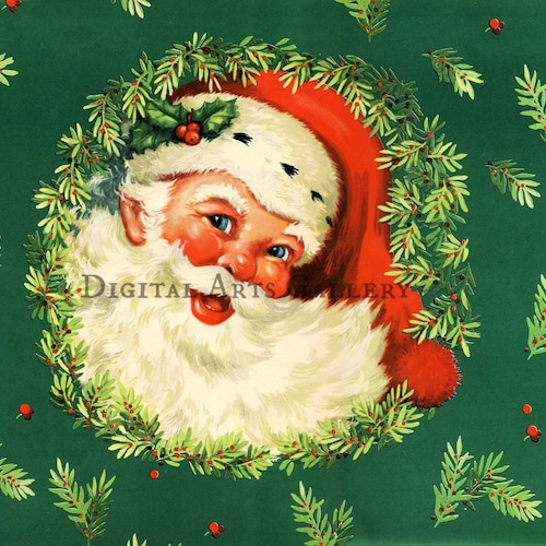 Vintage Santa Digital Download Printable Wall Art Retro - Etsy