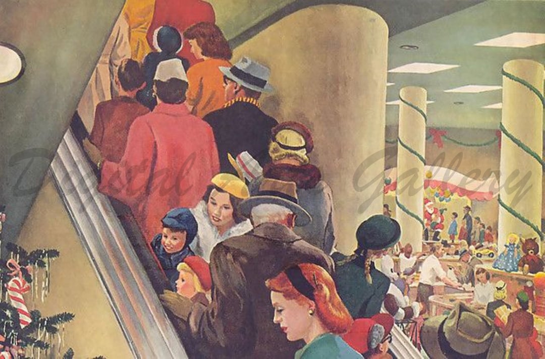 Vintage Christmas Shopping, Christmas Store of Yesteryear, Instant ...