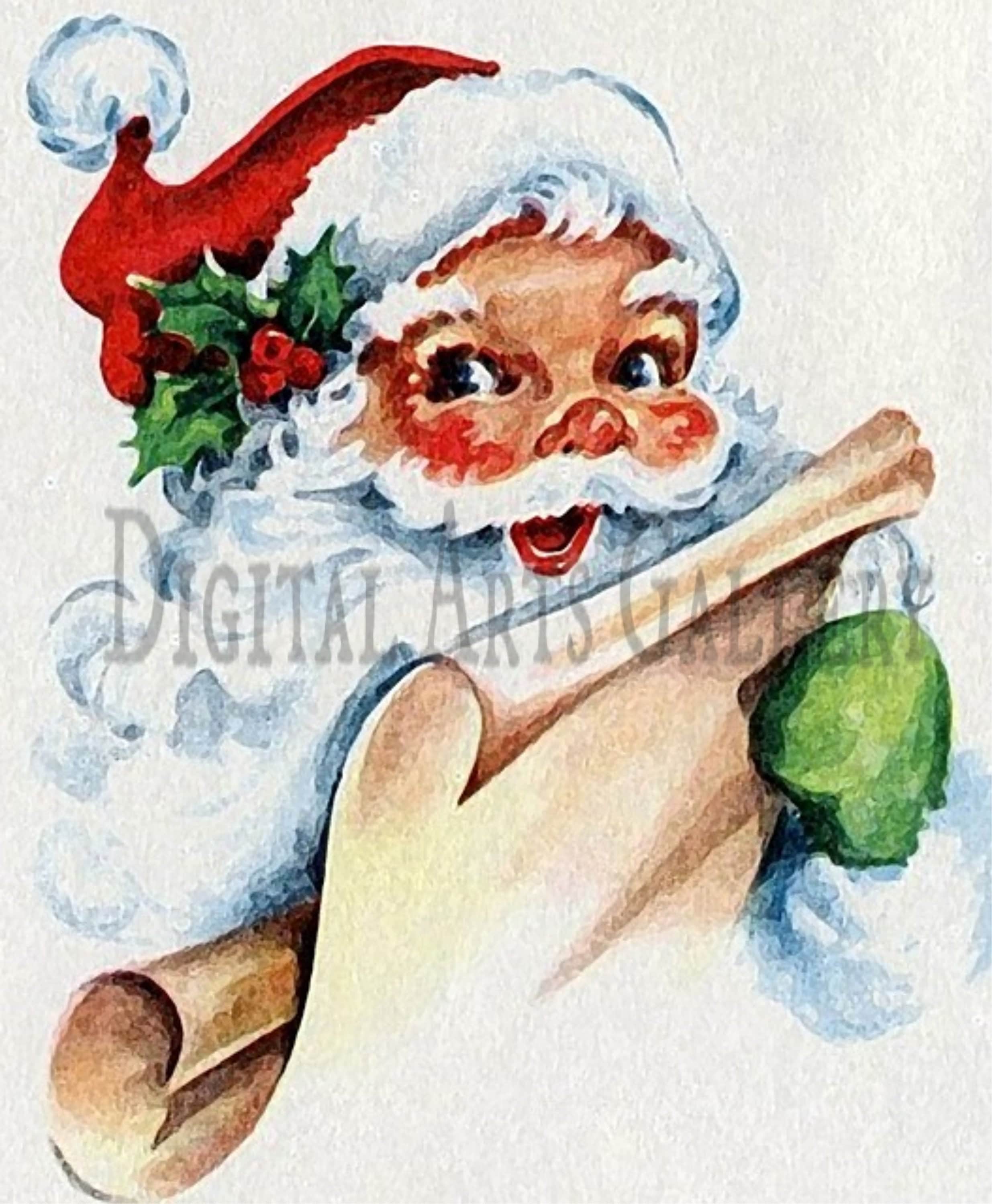Vintage Santa Claus, Santa and His List, Digital Download - Etsy