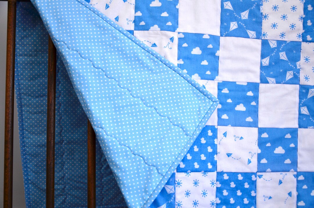 Blue Patchwork Baby Quilt / Baby Boy Blanket / Playmat / Baby Gift ...