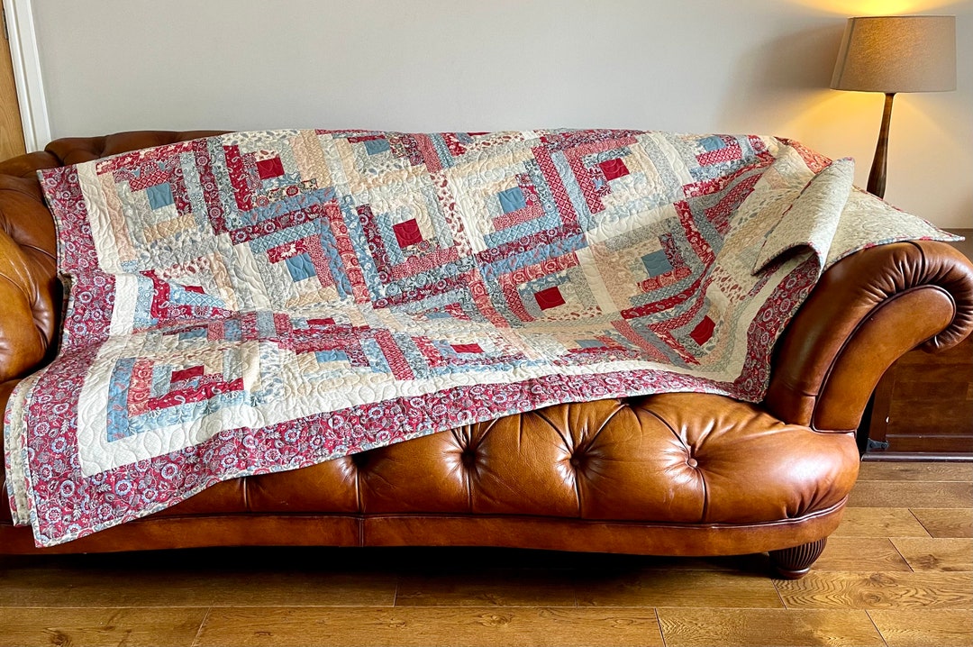Traditional Patchwork Quilt, Log Cabin Patchwork, Handmade Heirloom ...